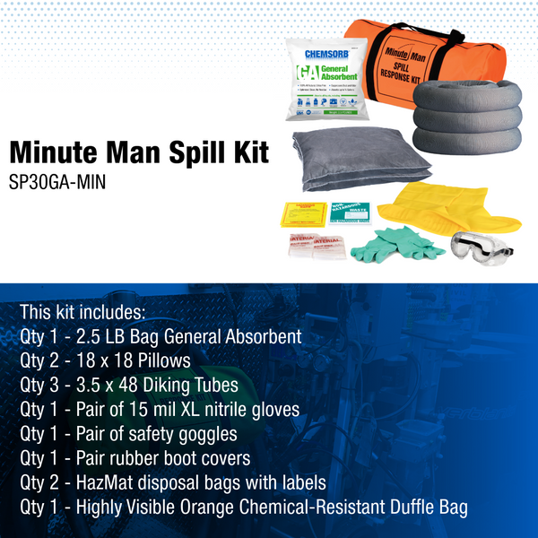 Minute Man Heavy Duty Spill Containment Kit, with 7.5 Pick-Up Capacity – CHEMSORB™